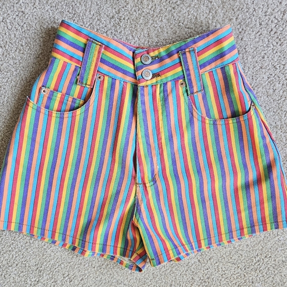 steel jeans | Shorts | Vintage 9s Steel Jeans Rainbow Shorts Size 3 ...